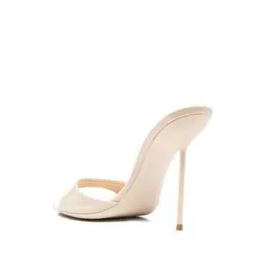 Paris Texas Patent Calf Leather Stiletto Heel Mules - Cream