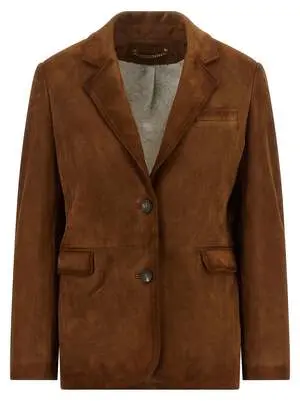GOLDEN GOOSE Robyn Suede Blazer - Brown