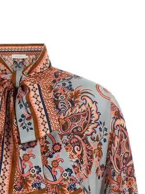 Zimmermann Aster Blouse In Floral Paisley Print Silk Habotai