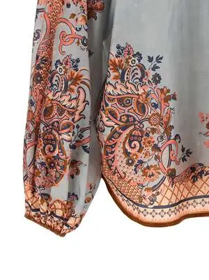 Zimmermann Aster Blouse In Floral Paisley Print Silk Habotai