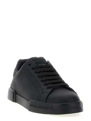 Dolce & Gabbana Portofino' Leather Low-top Sneakers - Black