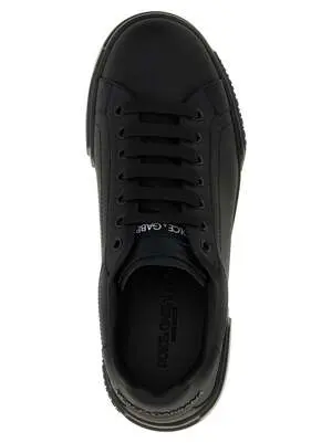 Dolce & Gabbana Portofino' Leather Low-top Sneakers - Black