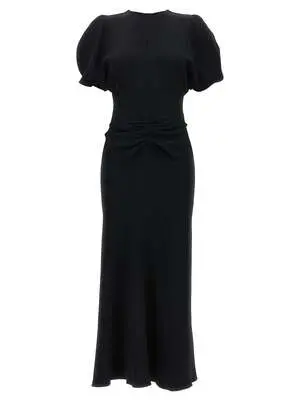 Victoria Beckham Gathered Waist Midi Dress - Black