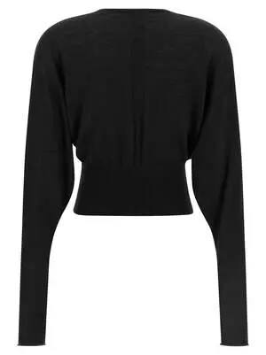 Rick Owens Cropped V-neck Knit Top With Bat Sleeves