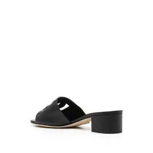 Dolce & Gabbana Calf Leather Mules With Embossed Logo - Black