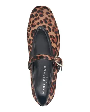 MARC FISHER LTD. Leopard Print Calf Hair Mary Jane Flats