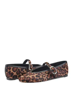 MARC FISHER LTD. Leopard Print Calf Hair Mary Jane Flats