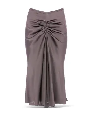 Victoria Beckham Bela Ruched Midi Skirt - Ore