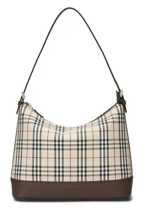 Burberry Check Jacquard Canvas Hobo - Beige