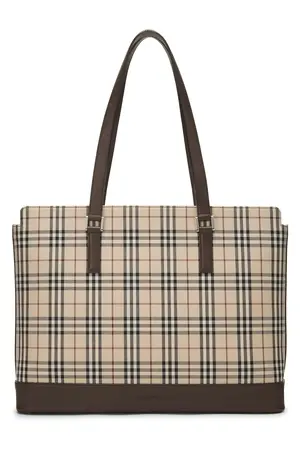 Burberry Check Jacquard Canvas Zip Tote - Brown