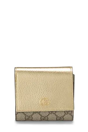Gucci Gg Supreme Canvas Marmont Compact Wallet - Gold