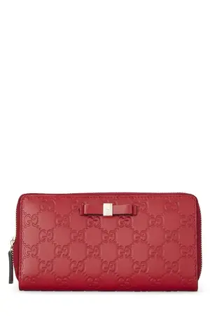 Gucci Ssima Bow Zip Around Wallet - Red
