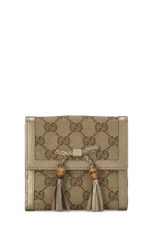 Gucci Original Gg Canvas Bamboo Bifold Wallet - Beige