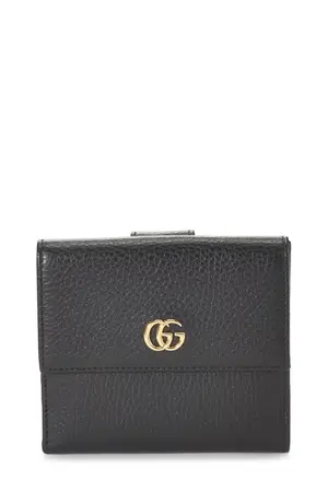 Gucci Grained Interlocking Gg French Flap Wallet - Black