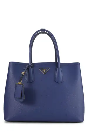 Prada Saffiano Double Tote - Blue