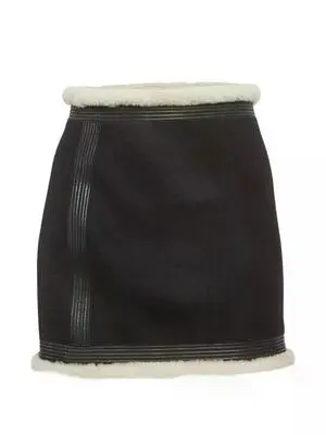Dsquared2 Wool Midi Skirt With Fur And Leather Trim