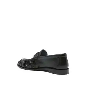 Saint Laurent Leather Loafers With Gold-tone Logo Plaque