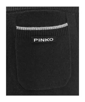 Pinko Drawstring Wide Leg Pants With Logo Detail