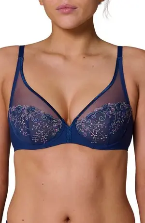 Simone Perele Delice Sheer Underwire Plunge Bra - Rainbow Blue