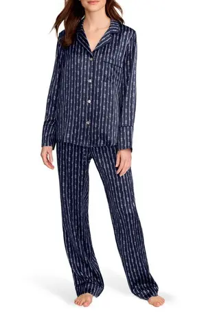 PETITE PLUME Silk Pajama Set - Navy