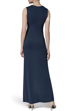 Donna Karan New York Asymmetric Neck Hardware Detail Jersey Gown