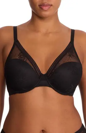 Natori Love Lace Back Smoothing Plunge T-shirt Bra - Black