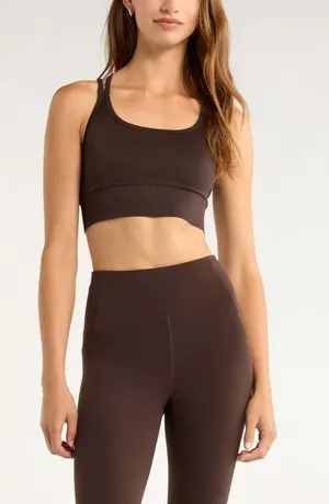 Zella Seamless Strappy Sports Bra - Brown Mole