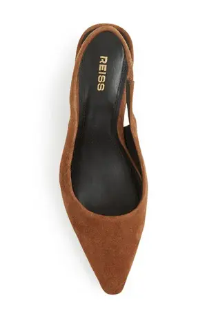 REISS Lorena Slingback Block Heel Pumps - Tan