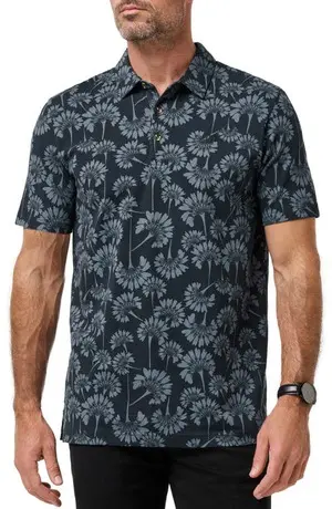 Travis Mathew Comfortknit Breeze Floral Polo - Total Eclipse
