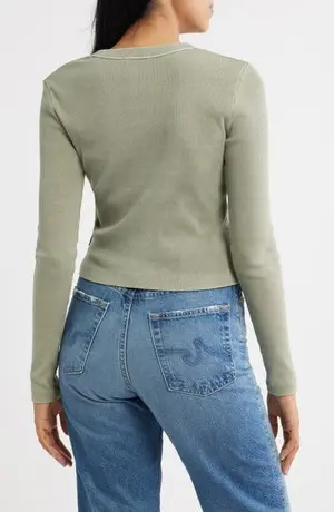 Brooklyn Industries Rib Knit Cotton Button-up Top