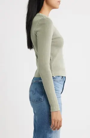 Brooklyn Industries Rib Knit Cotton Button-up Top