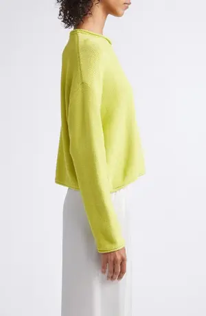 LESET Mae Crewneck Sweater In Cotton Blend - Chartreuse