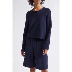 LESET Mae Crewneck Sweater In Cotton Blend - Midnight