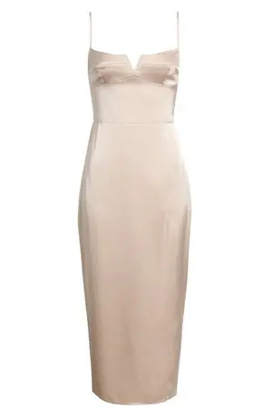 Amanda Uprichard Lyra Bustier Bodice Satin Pencil Dress - Farro