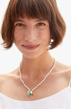 Clare V. Freshwater Pearl Charm Necklace