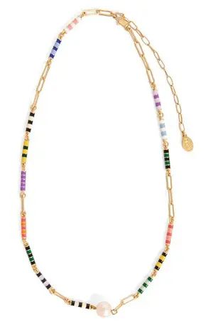 Clare V. Le Stripe Freshwater Pearl Necklace - White Multi