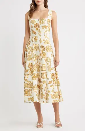 FLYING TOMATO Print Midi Dress - Ivory