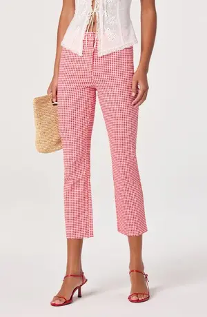 Astr The Label Alma Stretch Cotton Gingham Crop Pants