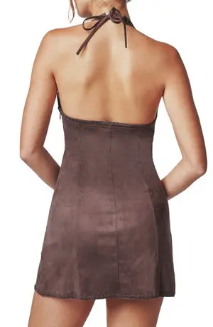 FLORENCE BY MILLS Lace Up Halter Minidress