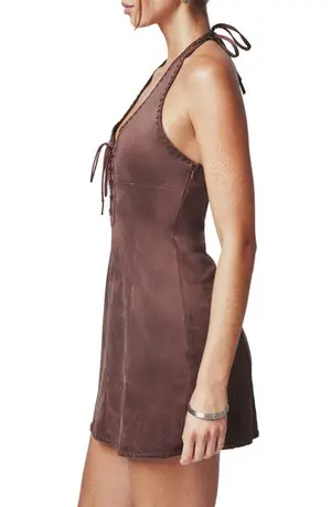 FLORENCE BY MILLS Lace Up Halter Minidress