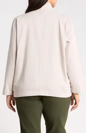 Eileen Fisher Zip-up Organic Cotton & Organic Linen Jacket - Chalk