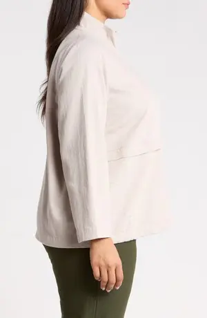 Eileen Fisher Zip-up Organic Cotton & Organic Linen Jacket - Chalk