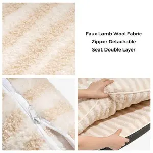 FUNNYFUZZY Striped Faux Lambswool Double Layer Pet Sofa Bed