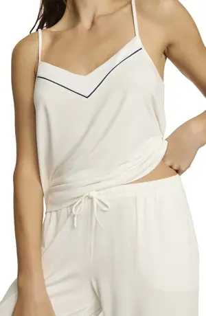 Eberjey Gisele V-neck Camisole And Pants Pajama Set - Ivory/navy