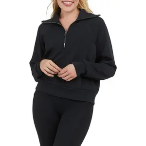 Spanx Airessentials Half Zip Sweatshirt Very Black