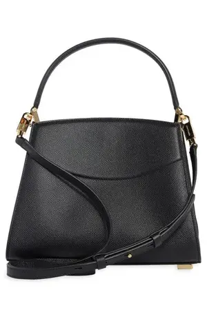 FERRAGAMO Small Studio Box Leather Top Handle Bag - Nero