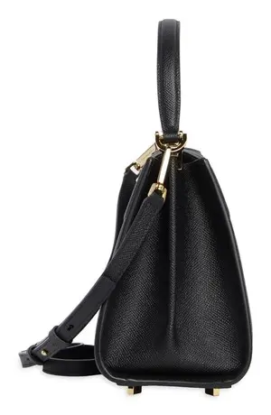 FERRAGAMO Small Studio Box Leather Top Handle Bag - Nero