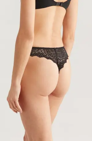 Simone Perele Caresse' Lace Tanga Briefs - Black