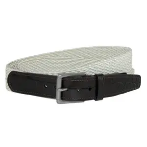 CROOKHORNDAVIS Hampton Stretch Belt With Croc Print Tabs Cream