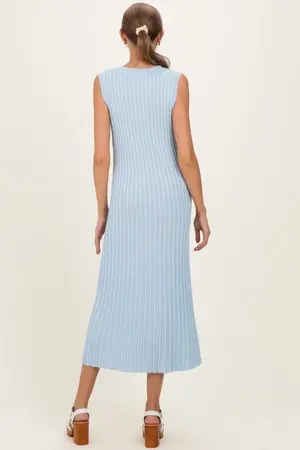 PINKBLUSH Ribbed Knit Sleeveless Maternity Maxi Dress - Light Blue